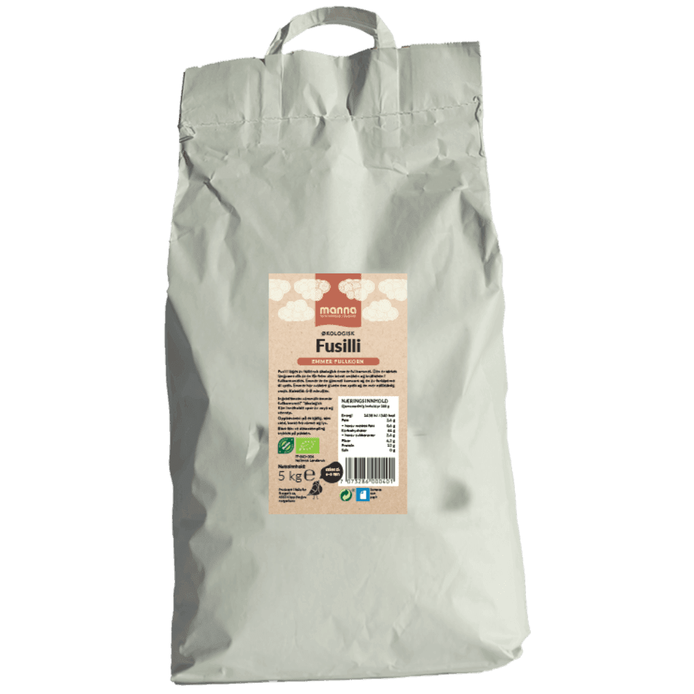Økologisk Fullkorn Fusilli av Emmer 5 kg – Næringsrik & Smakfull | Manna